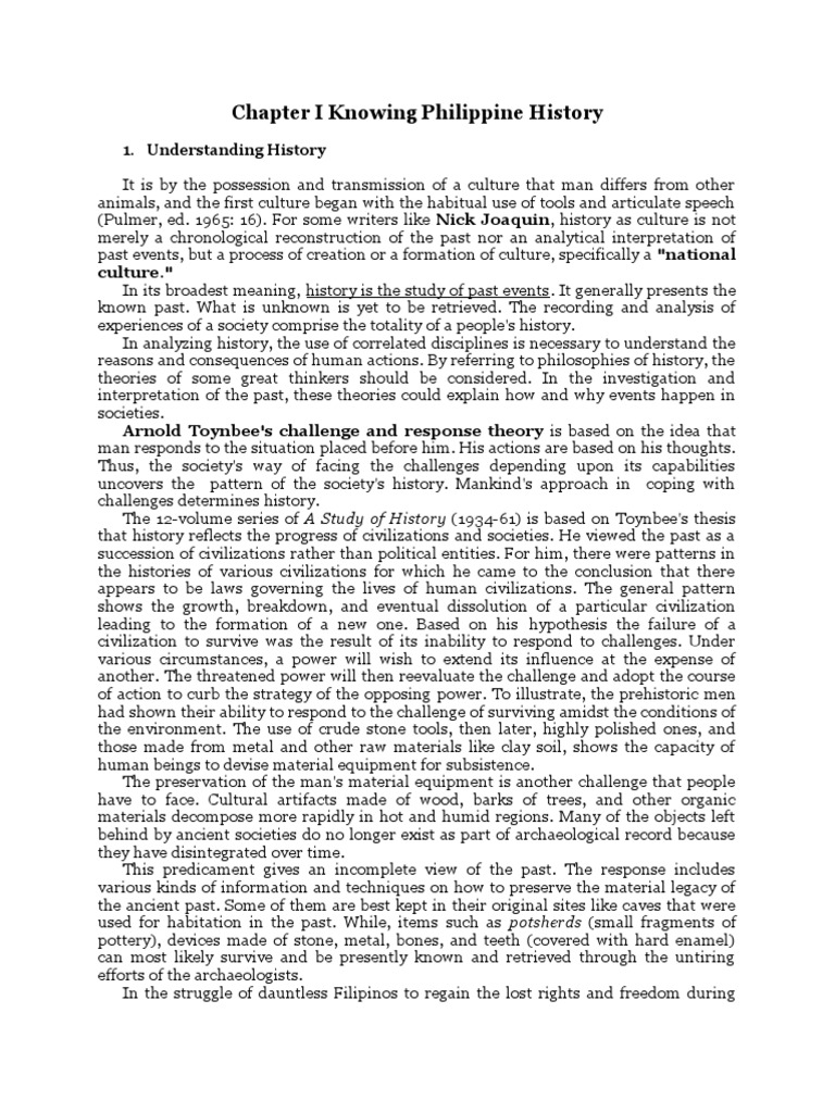 Chapter I Knowing Philippine History | PDF | Archaeology | Philippines