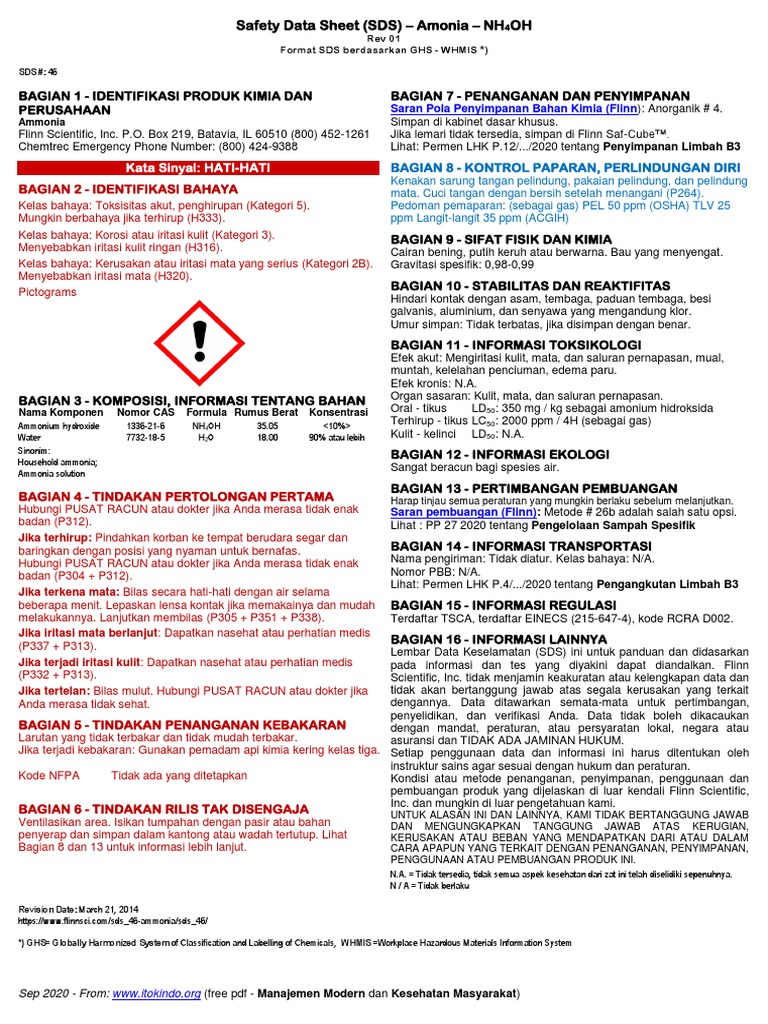 SDS - Amonia - NH4OH r1 | PDF