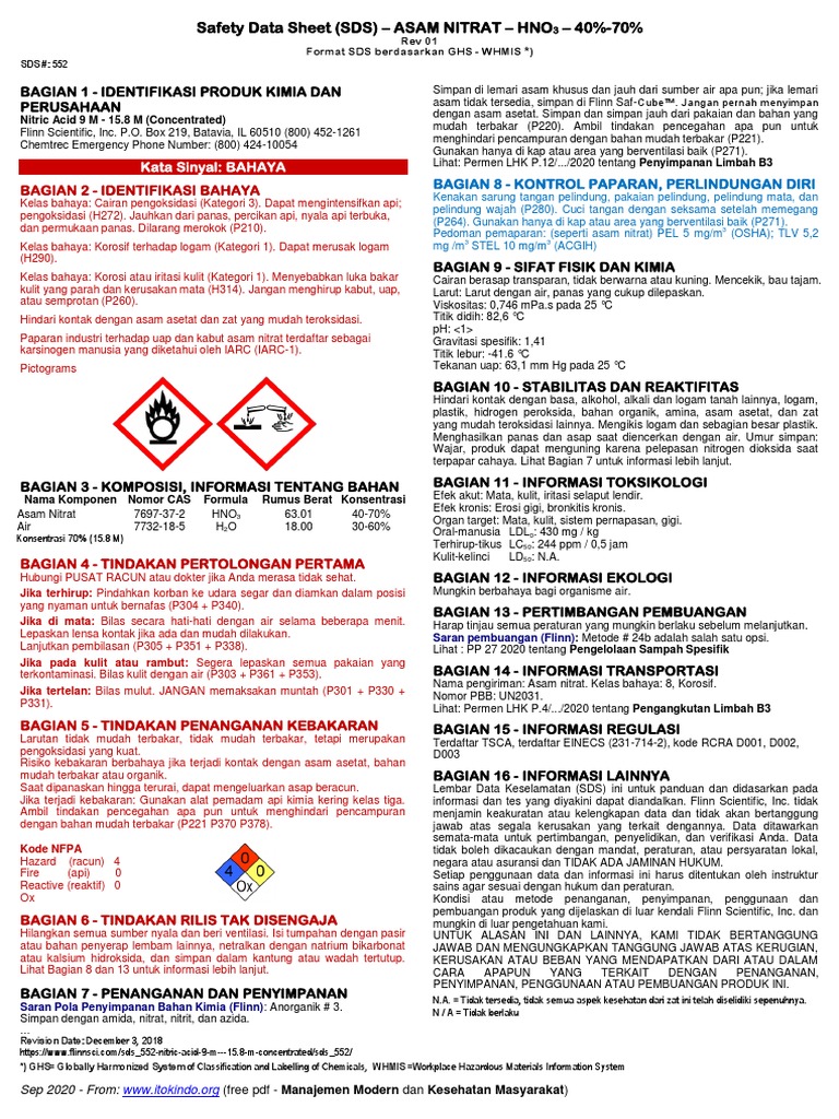 SDS - Asam Nitrat - HNO3 r1 | PDF