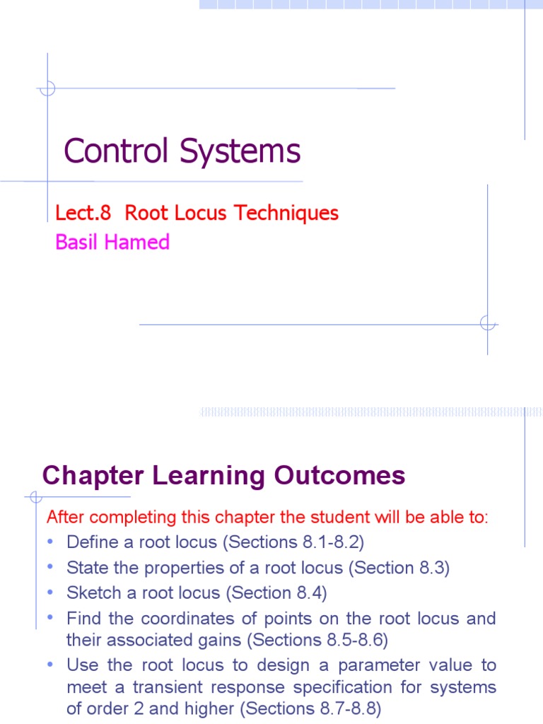 Control Systems: Lect.8 Root Locus Techniques | PDF | Control Theory | Applied Mathematics