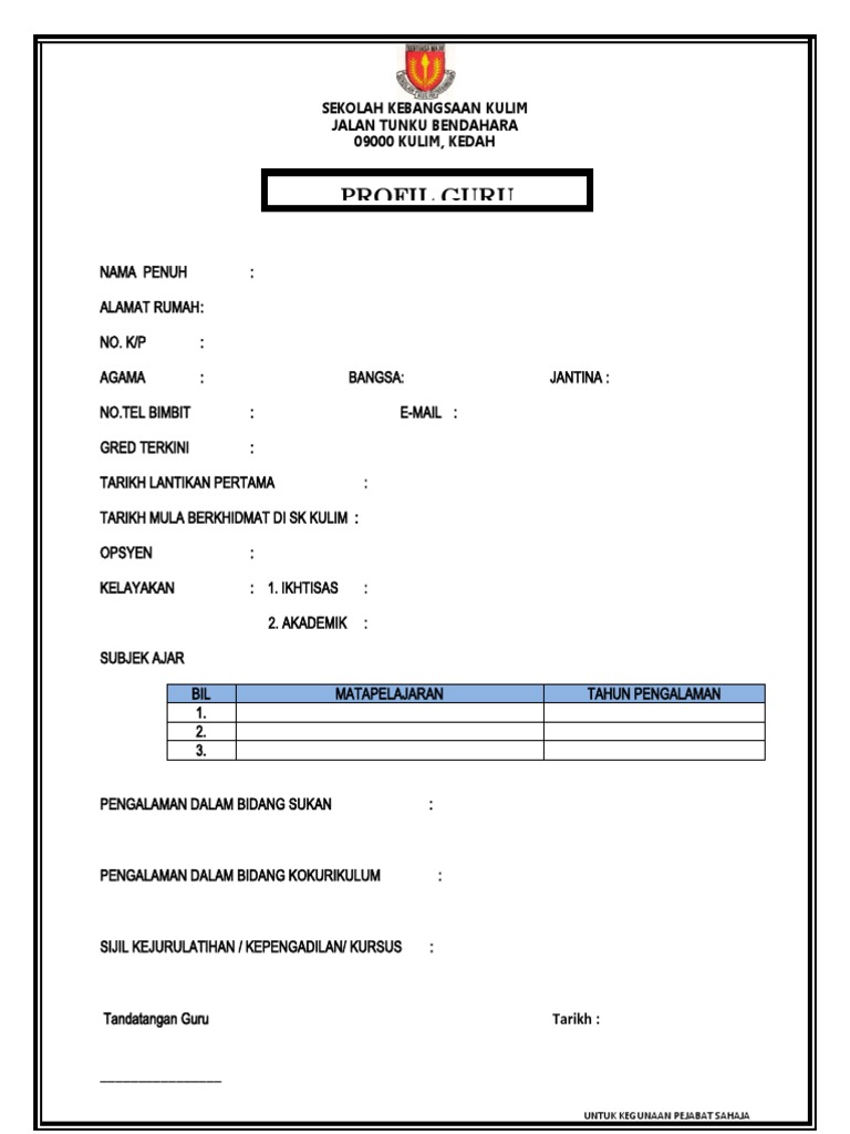 Borang Profil Guru Pdf