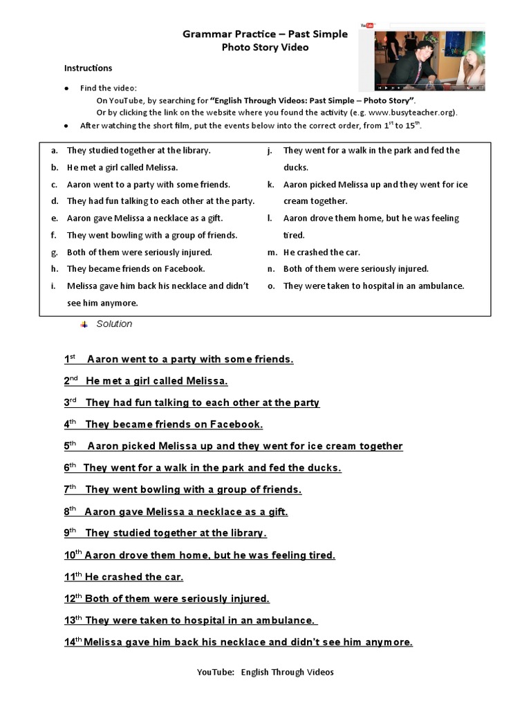 Grammar Past Simple Photo Story | PDF