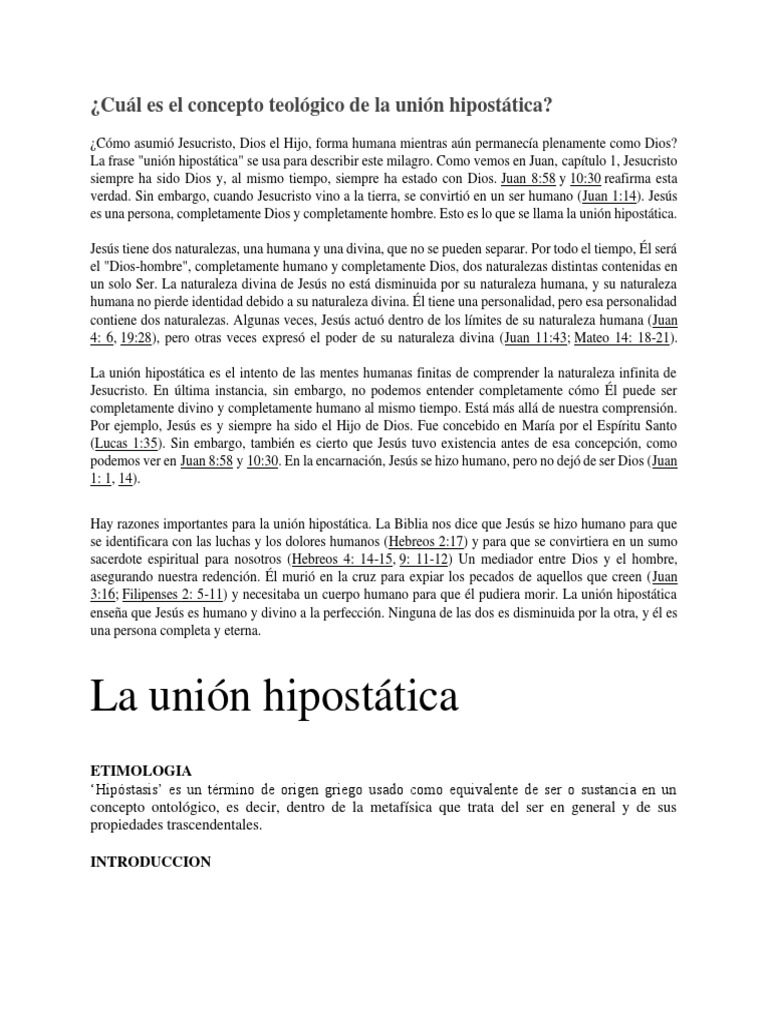 Cuál Es El Concepto Teológico de La Unión Hipostática | PDF | Dios | Jesús