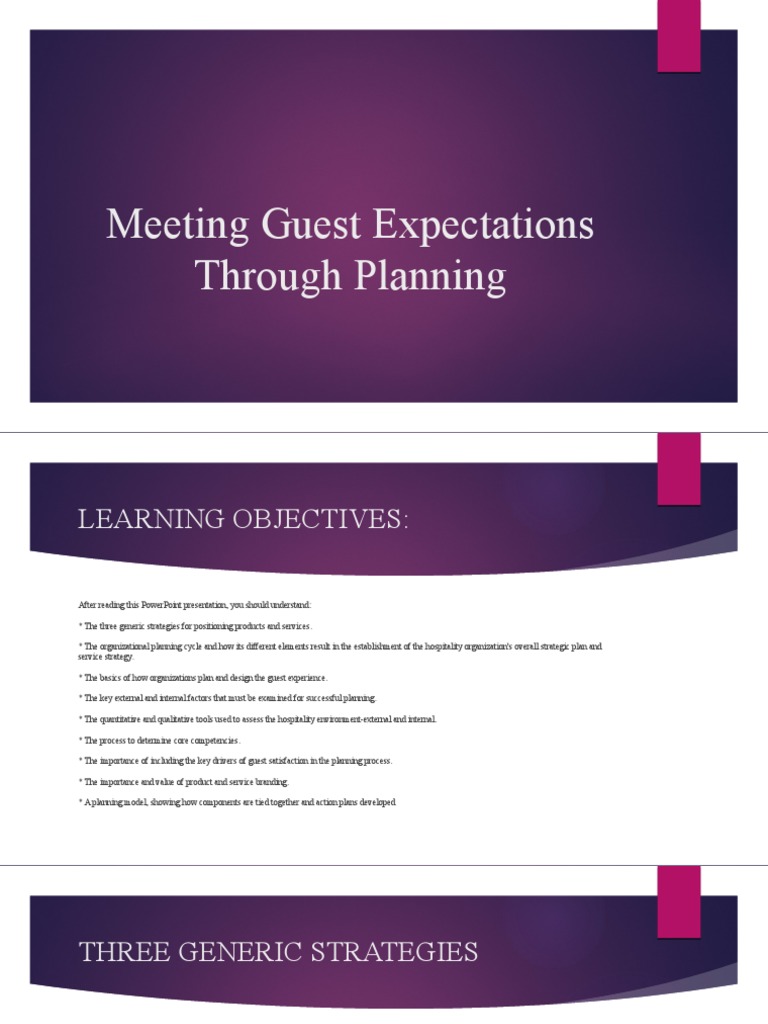 Strategies for Meeting Guest Expectations | PDF | Brand | Prices