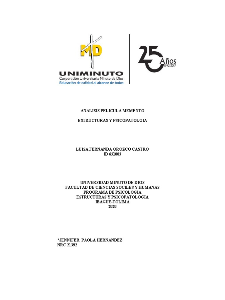 Analisis Pelicula Memento | PDF | Memoria | Neurociencia