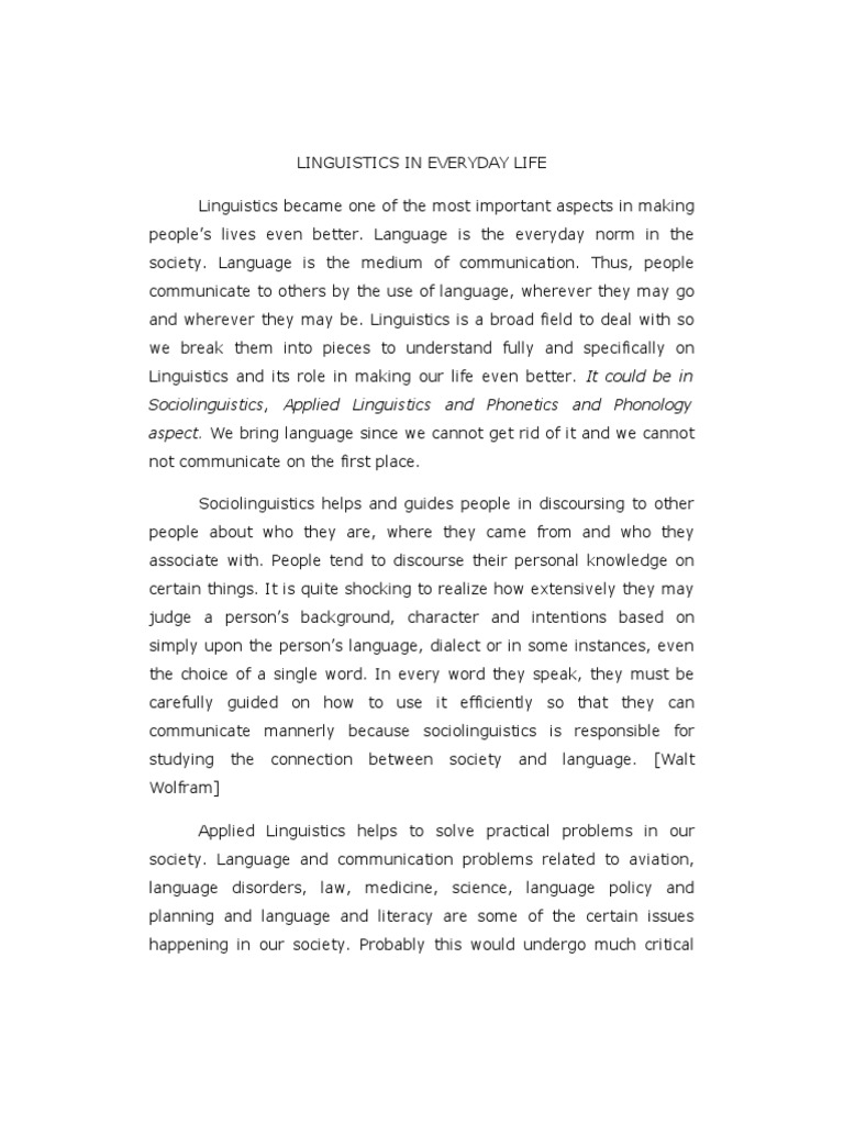 Linguistics in Everyday Life | PDF | Sociolinguistics | Linguistics