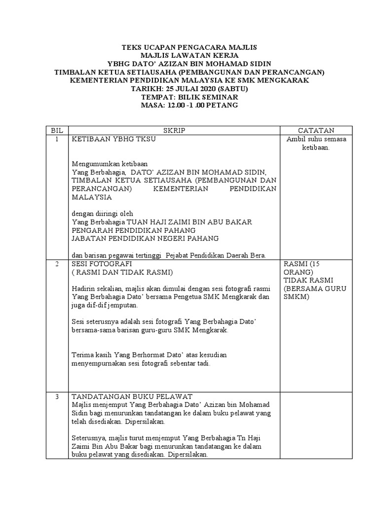 Kunjungan Kerja Ke SMK Mengkarak | PDF