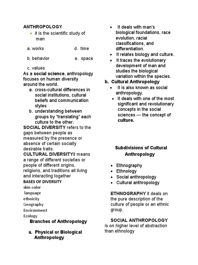 B. Cultural Anthropology | PDF | Anthropology | Social Science
