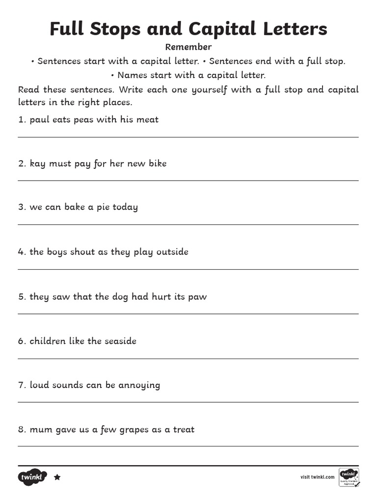 Full Stops and Capital Letters: Remember | PDF | Foods