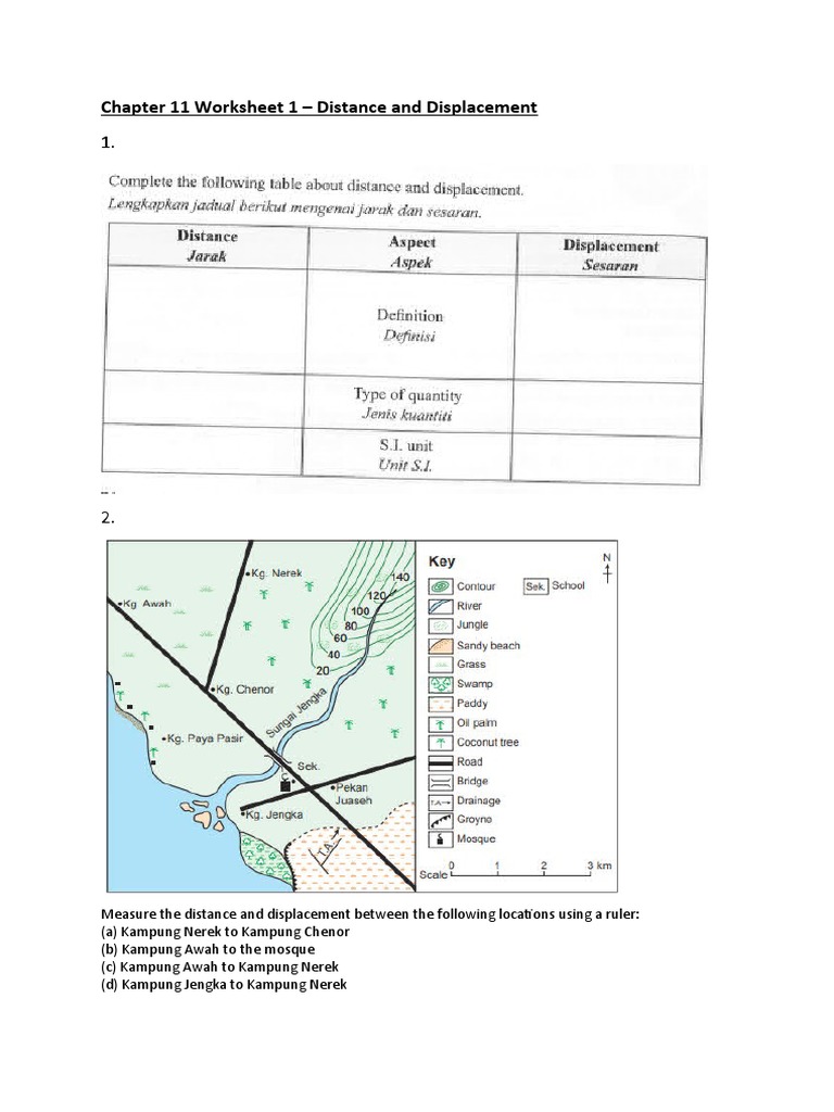CH11 Worksheet 1 - Distance and Displacement | PDF