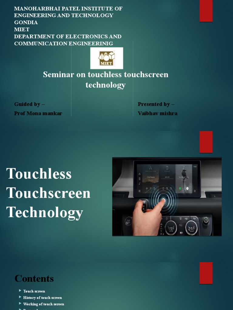 Seminar On Touchless Touchscreen Technology | PDF | Touchscreen | Input/Output