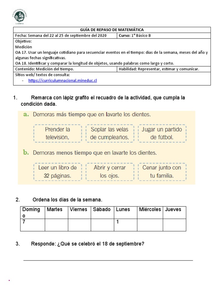 Guía de Repaso de Matematica Oa 17 y 18 | PDF | Arte