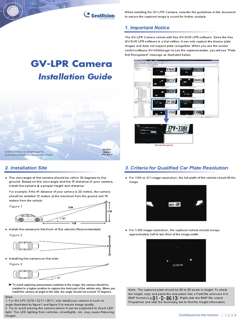 GV-LPR Camera: Installation Guide | Download Free PDF | Display ...