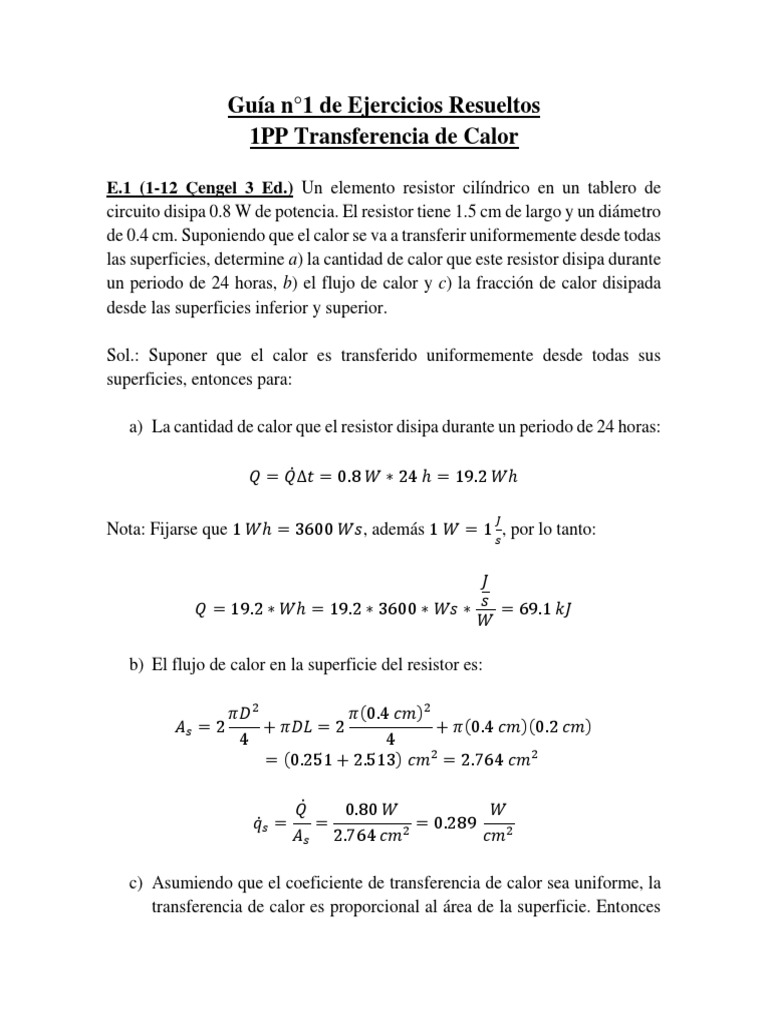 Guia de Ejercicios 1PP TC PDF | PDF | Calor | Temperatura