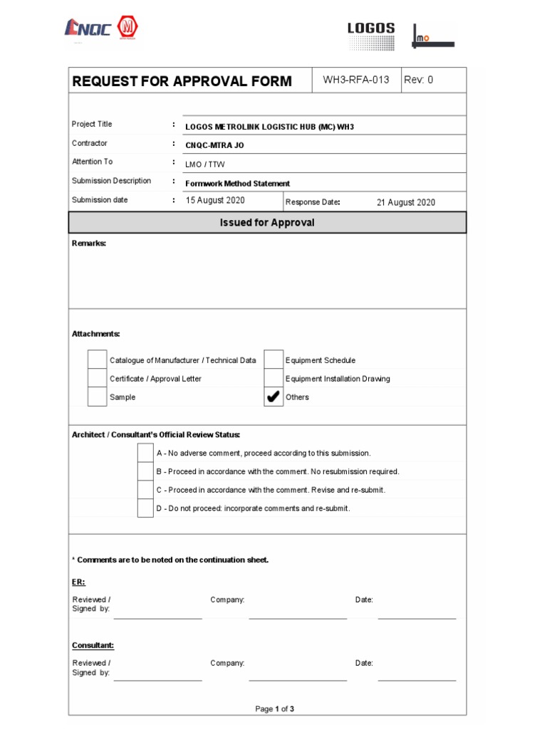 RFA-013 (Formwork Method Statement) PDF | PDF | Business