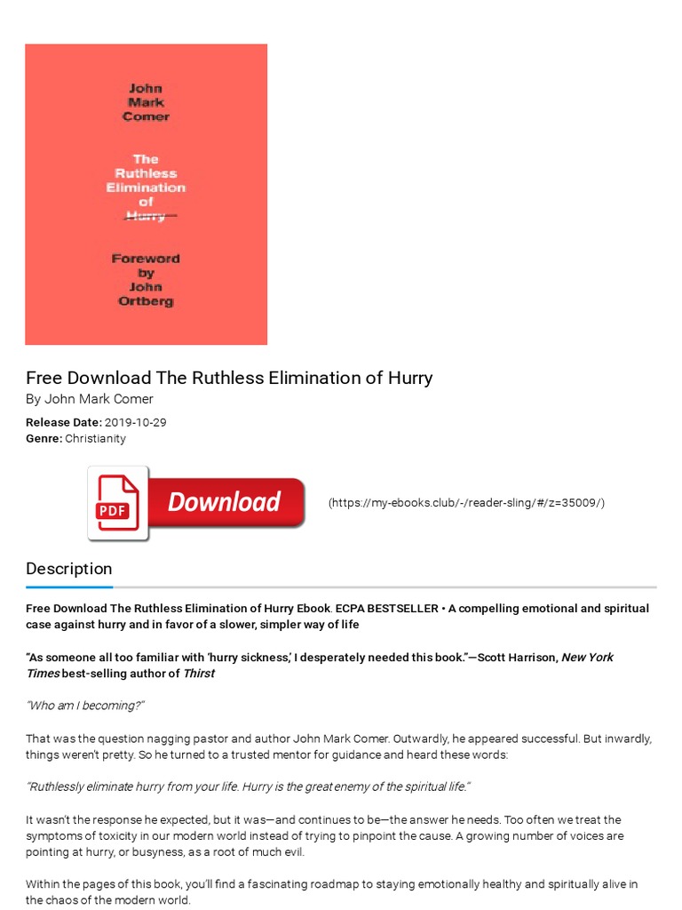 ( (Free Download) ) The Ruthless Elimination of Hurry PDF | PDF | Books