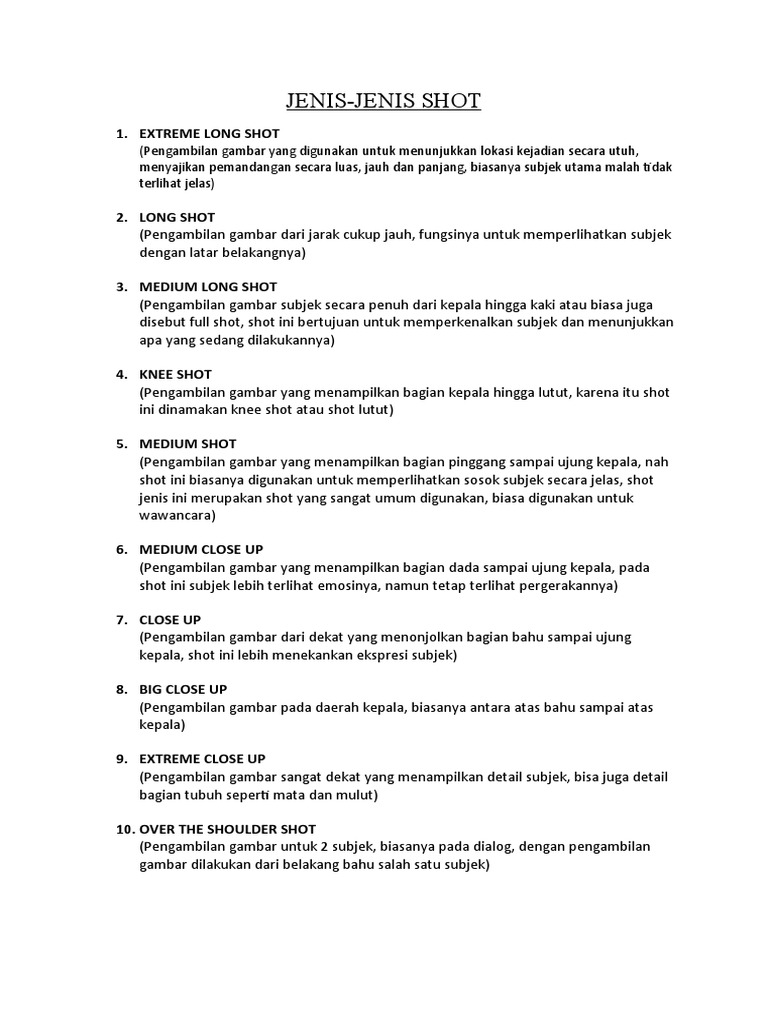 Jenis Jenis Shot | PDF