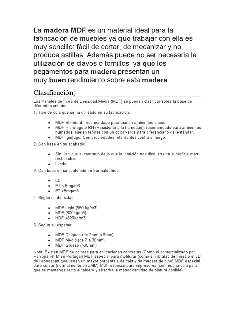 Que Es MDF | PDF | Madera | Materiales de construcción