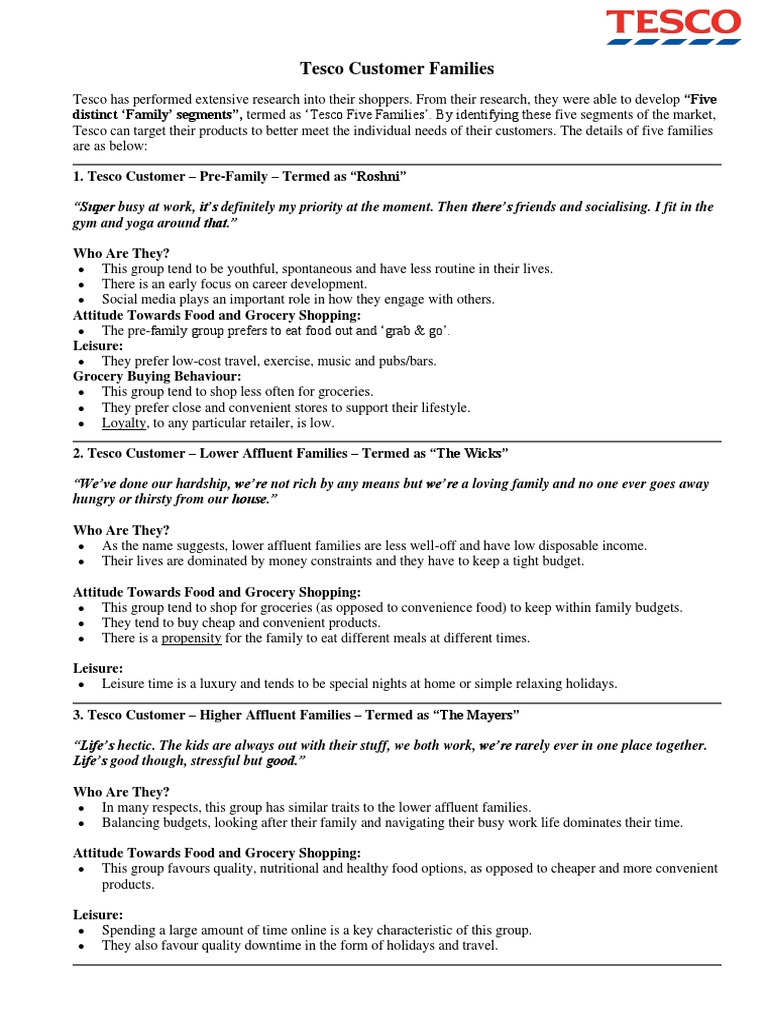 Tailoring Offerings to Meet Distinct Customer Segments: Tesco's ...