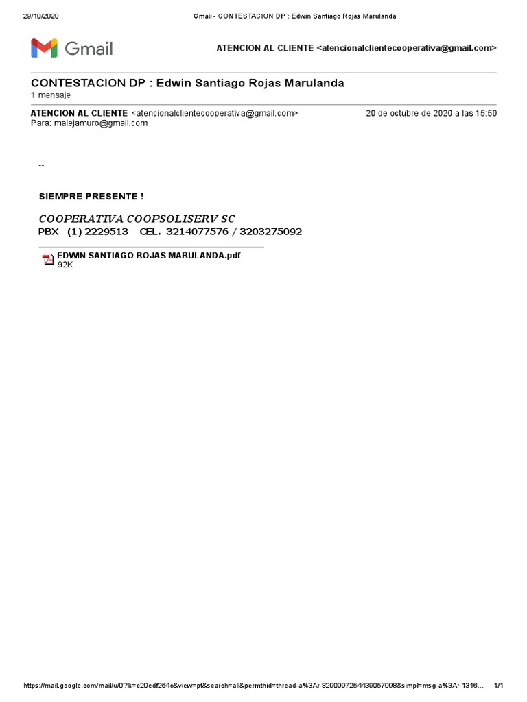 Respuesta a Edwin Rojas Marulanda | PDF