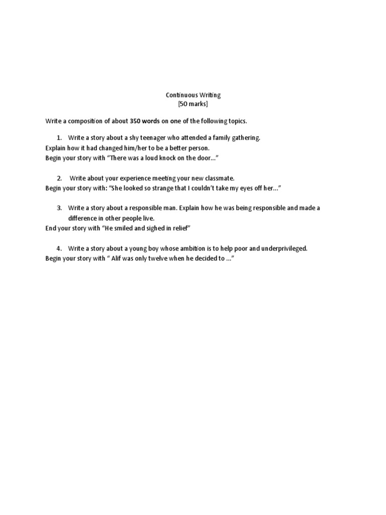 Continuous Writing f5 2020 | PDF