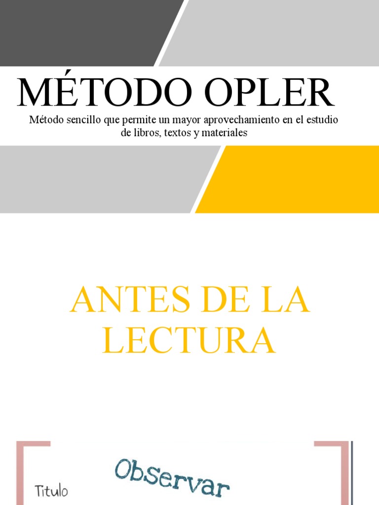 Método Opler para Estudio Eficaz | PDF