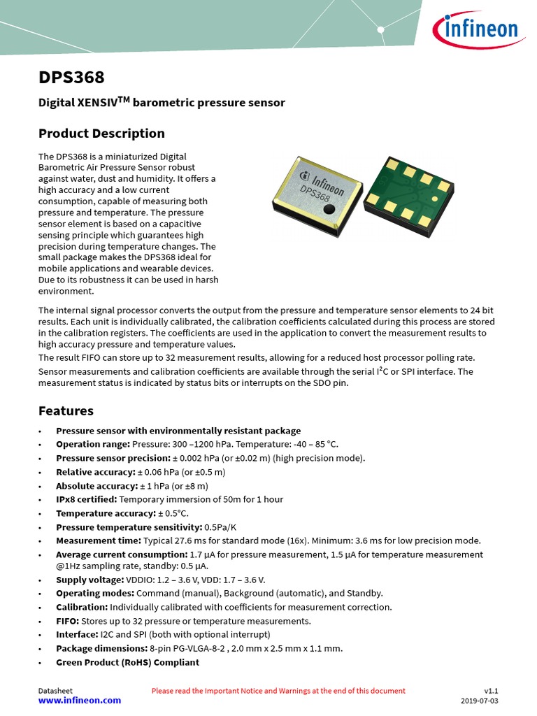 Product Description: Digital XENSIV Barometric Pressure Sensor | PDF ...