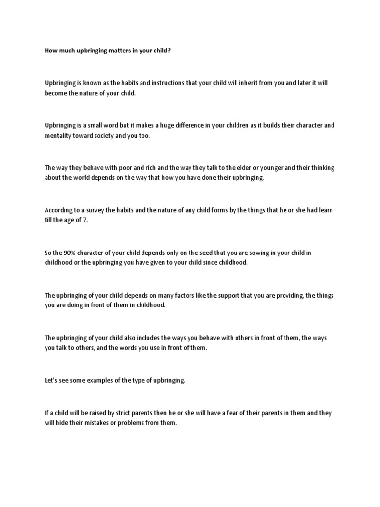 Importance of Child Upbringing Explained | PDF | Self-Improvement ...