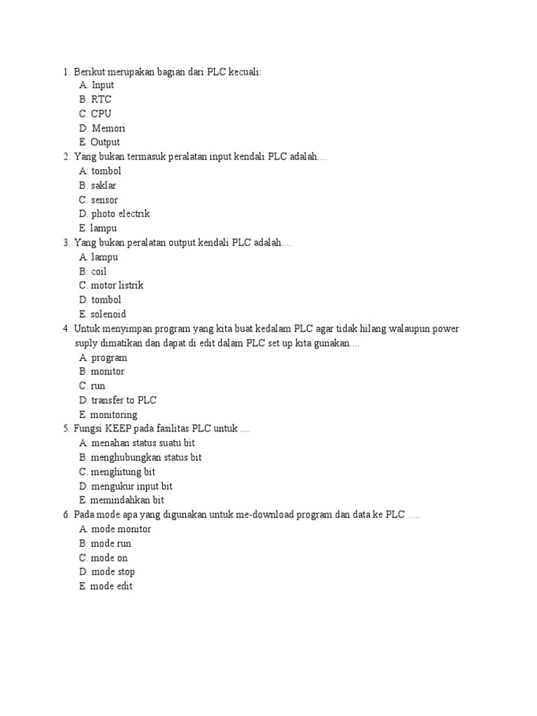 1 Contoh Soal Pilihan Uji Kompetensi PLC UNY | PDF