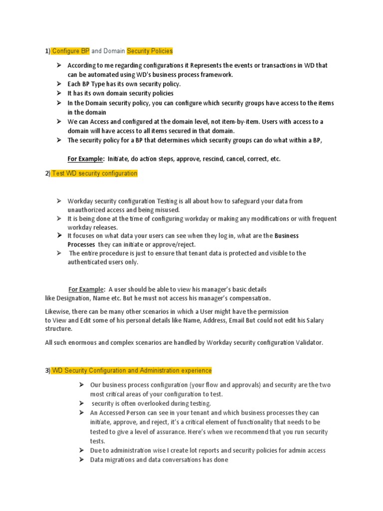 Configure BP and Domain Security Policies in Workday | PDF | Business ...