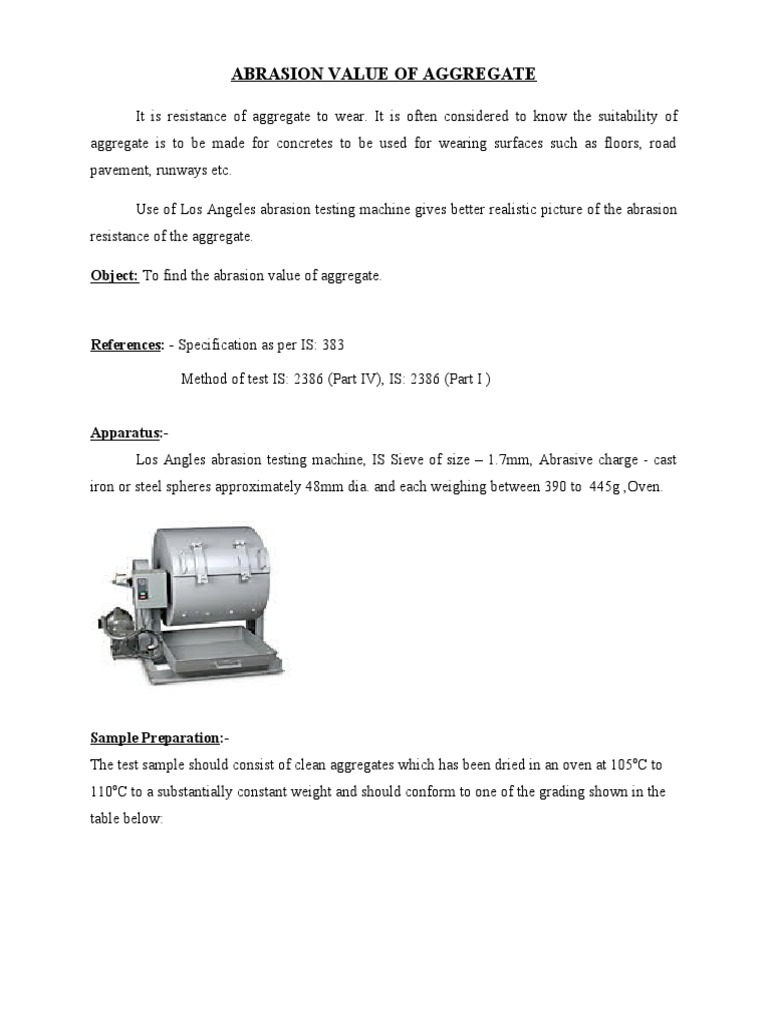 Abrasion Value of Aggregate | PDF | Construction Aggregate | Wear