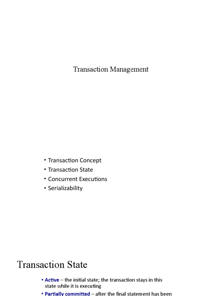 Transaction Management Pdf Database Transaction Concurrency Computer Science