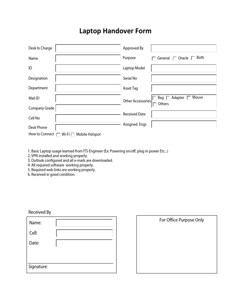 Laptop HandoverForm | PDF
