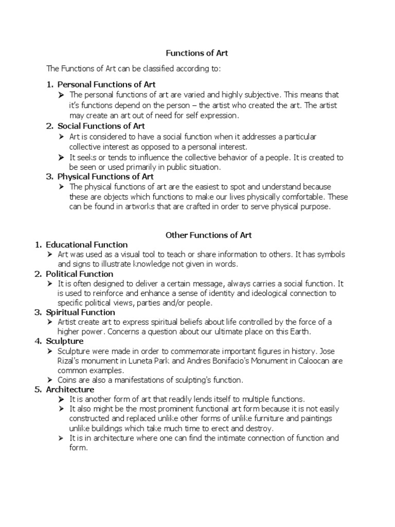Functions of Art Handouts | PDF