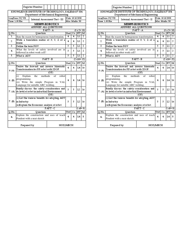 Iat-Iii Robo | PDF | Teaching Mathematics