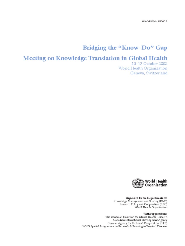 Bridging The Know Do Gap | PDF | Evidence Based Medicine | World Health ...