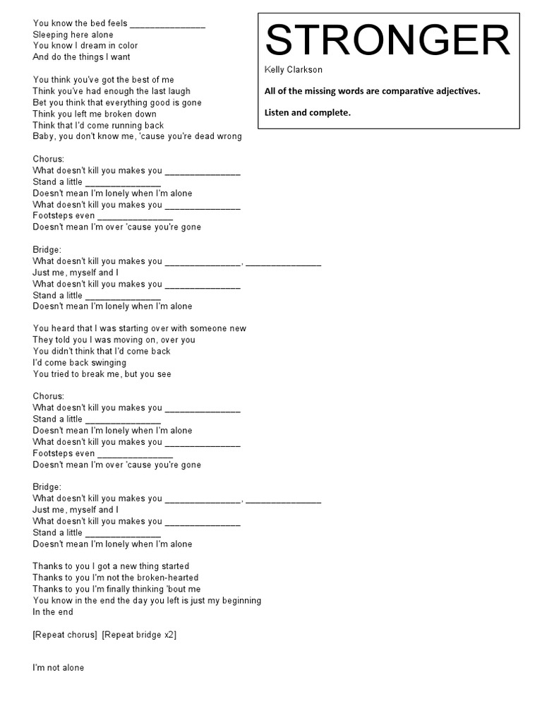 Stronger Kelly Clarkson Activities With Music Songs Nursery Rhymes ...