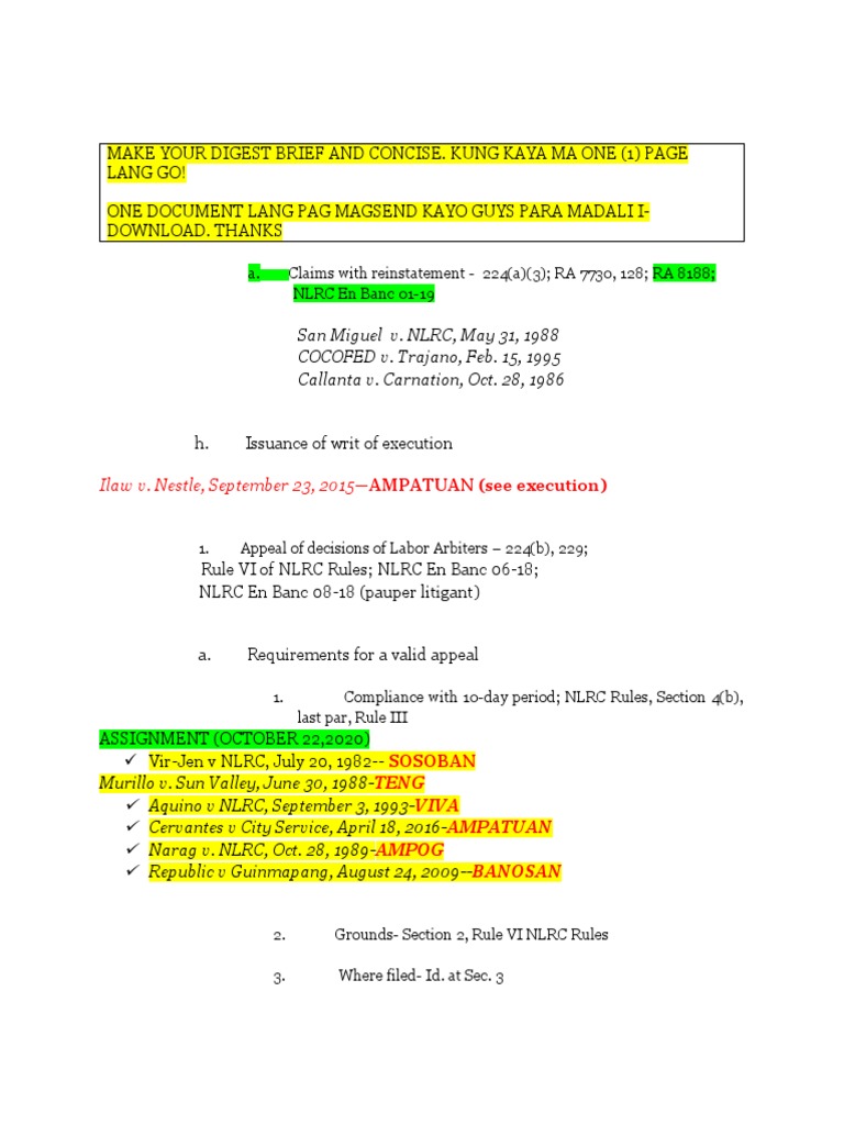 NLRC and VA OCTOBER 28 29 | PDF | Injunction | Legal Concepts