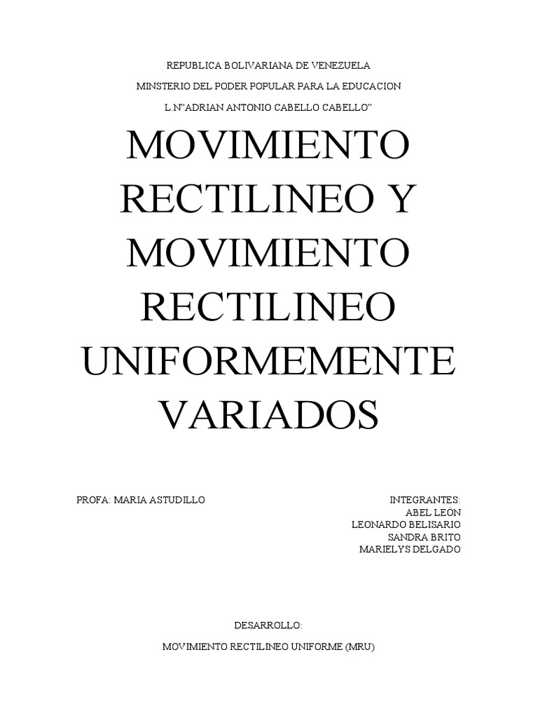 Movimiento Rectilíneo Uniformemente Variado | PDF | Aceleración | Velocidad