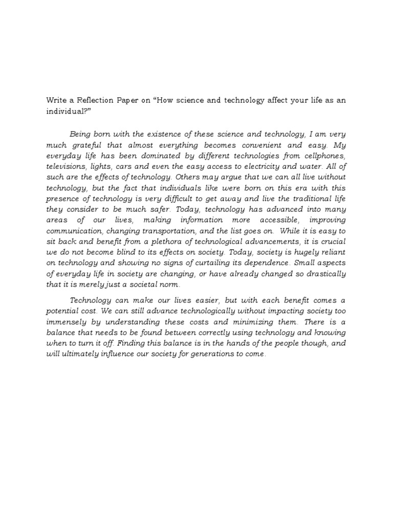 How Science and Technology Affect Your Life As An Individual | PDF