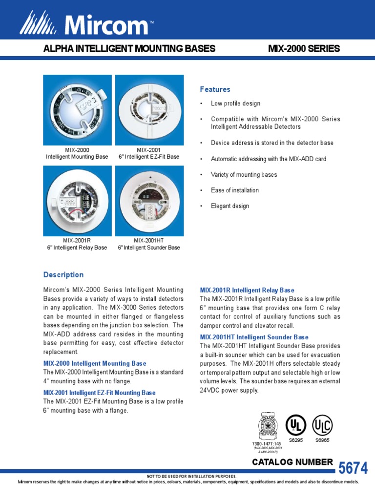Mircom MIX-2000 Series Mounting Bases | PDF | Relay | Electrical ...