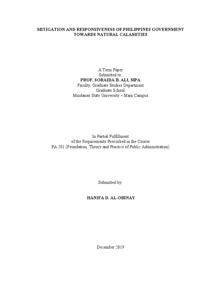 Philippines Government Response to Disasters | PDF