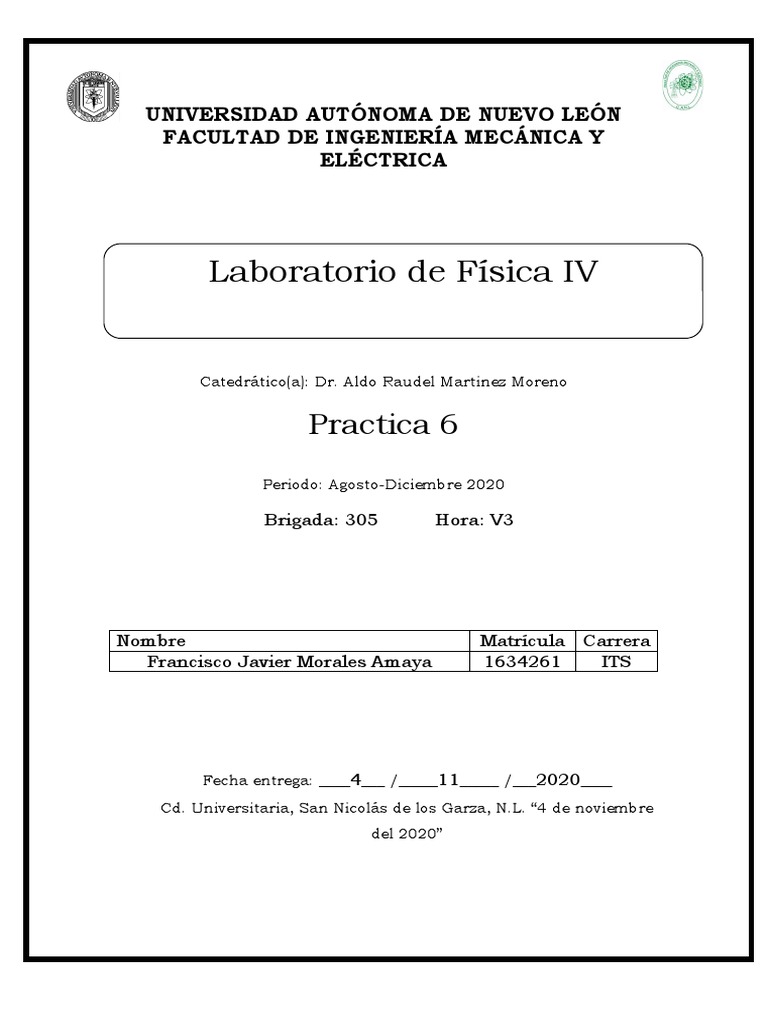 Practica 6 FIME Fisica 4 | PDF | Difracción | Ligero