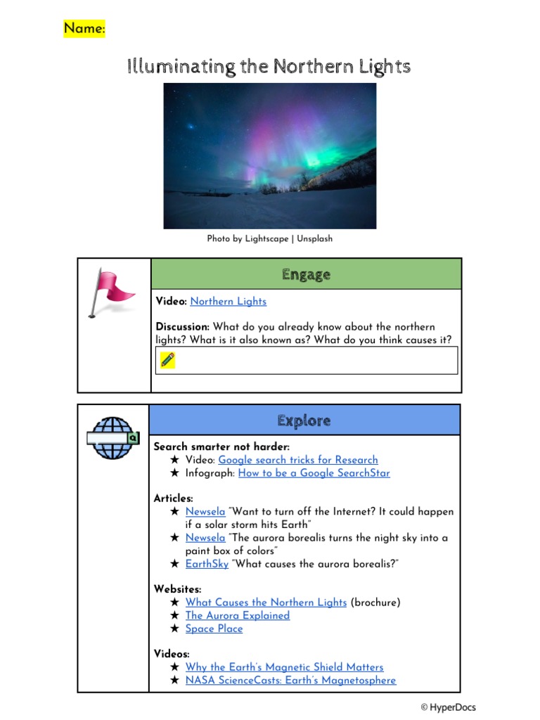 Northern Lights Interactive Learning Menu | PDF | Aurora | Magnetosphere