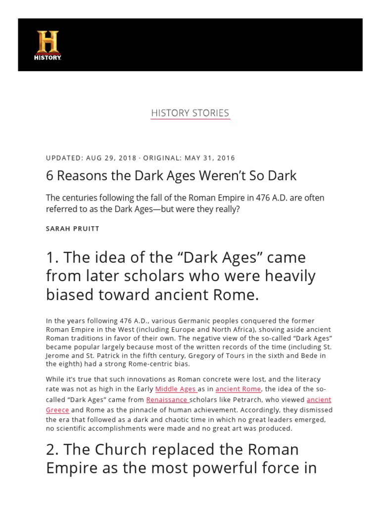 6 Reasons The Dark Ages Weren't So Dark - HISTORY | PDF | Classics