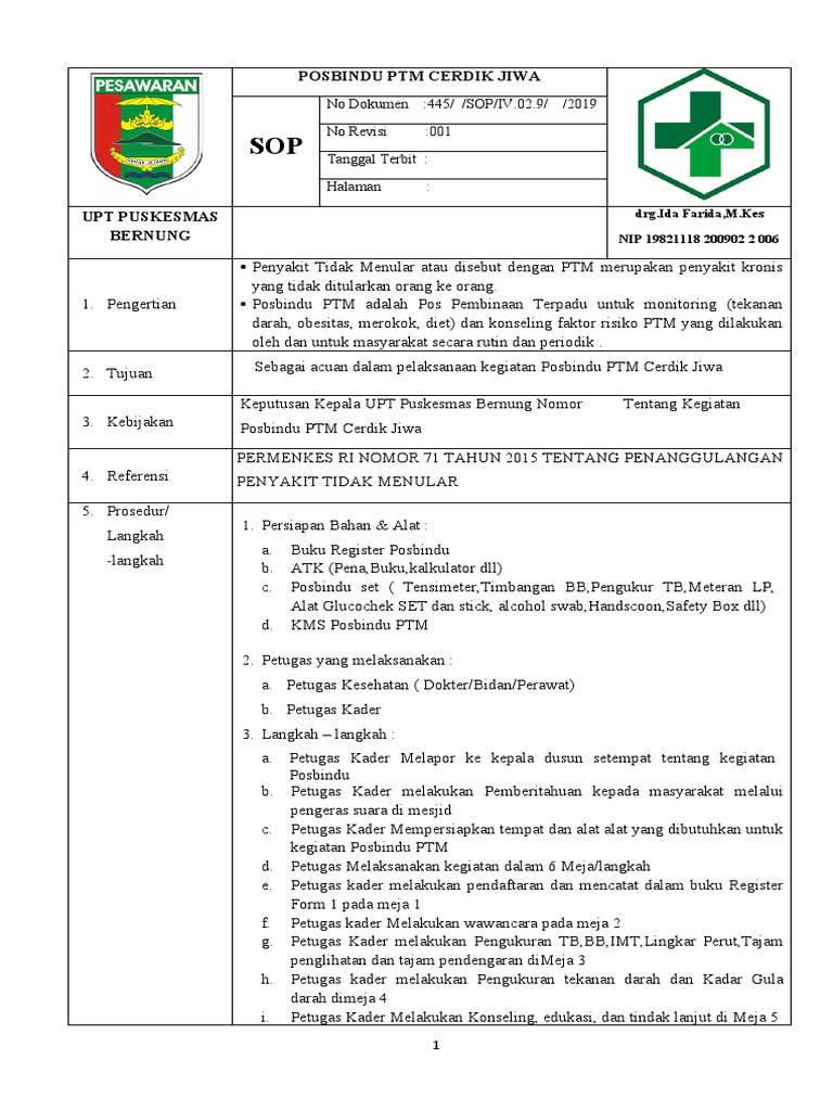 SOP Posbindu PTM Fix | PDF