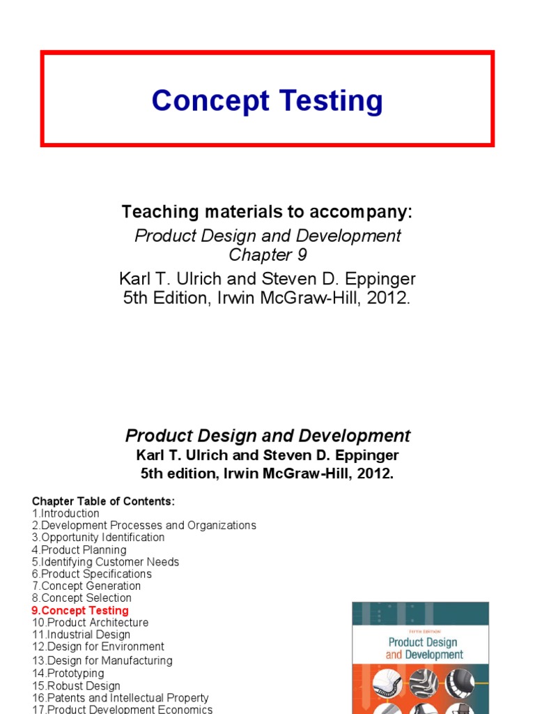 Concept Testing: Teaching Materials To Accompany | PDF | Prototype | Design