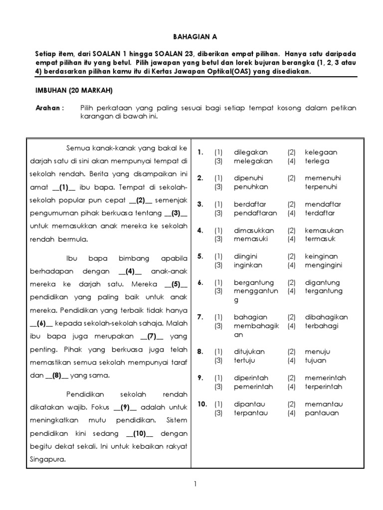 PSLE-Malay-Standard-with-Answer-Key 2013