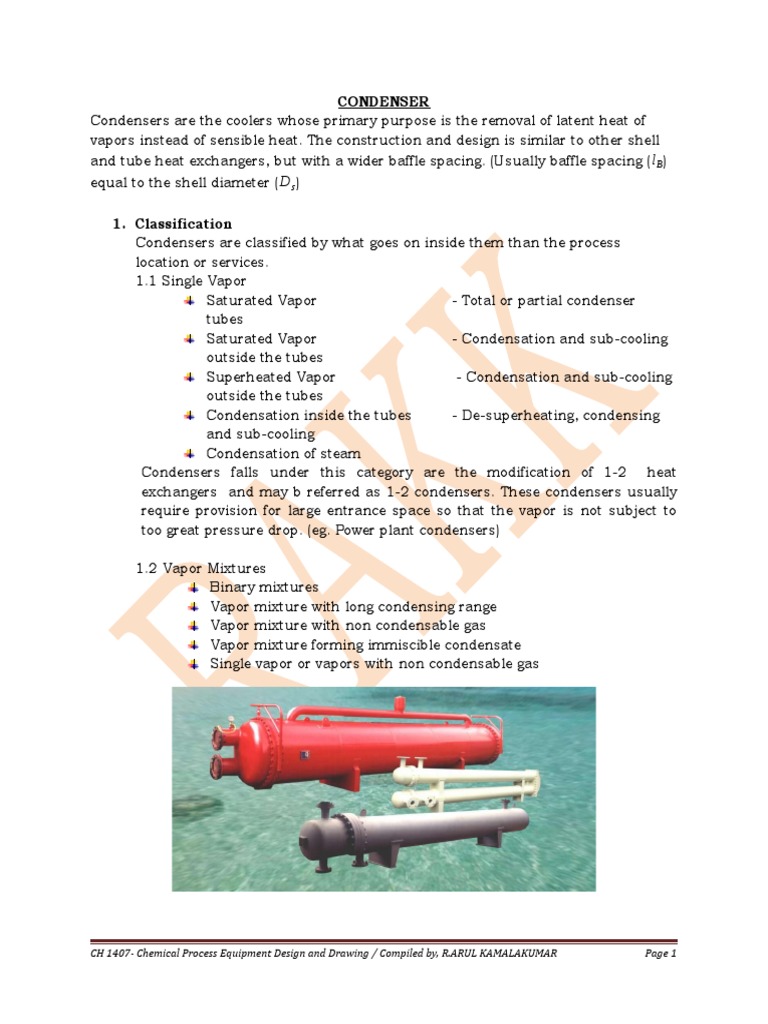 Condenser: CH 1407-Chemical Process Equipment Design and Drawing ...