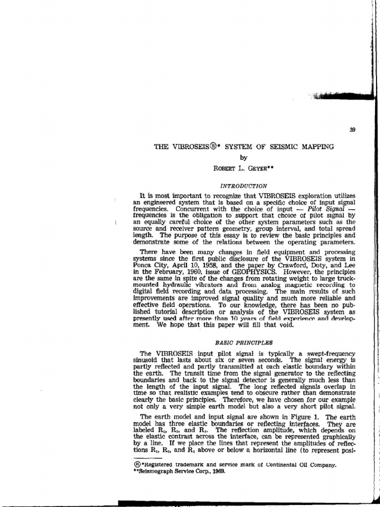1970 - Geyer - R - Vibroseis - Seis - Mapping Important PDF | PDF ...